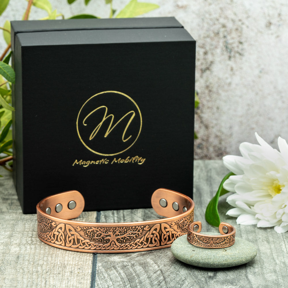 Tree of Life Copper Bracelet & Ring Set - Irish Heritage – Magnetic ...